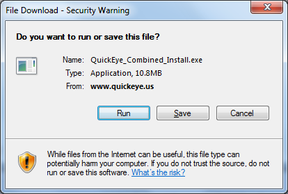 Select the Run button to proceed with the download of the Installer.